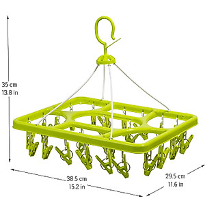 Artmoon Remark Laundry Drying Hanging Rack with 24 Clips - Strong Clothespins (15.2 X 11.6 X 13.8) | Indoor Outdoor Airer Dryer for Drying Baby Clothes, Lingerie, Underwear, Hat, Scarf, Socks, Gloves