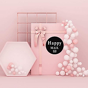 1.5" Happy Mail Business Stickers-Happy Mail Packaging Labels Envelop Seals 500 Pcs Post Package Labels Black Business Mail Packing Stickers Adhesive Labels for Small Business and Online Shop Owners