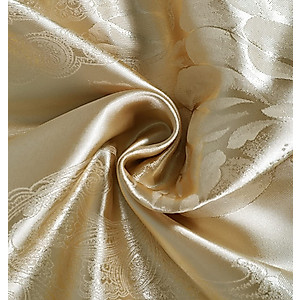 Satin Duvet Cover Queen Size, Floral Jacquard Satin Duvet Cover Set 3 Piece Luxury Silk Like Bedding Comforter Cover Set 90"x90", 2 Piece Pillowcase with Zipper Closure & Corner Ties (01,Queen)