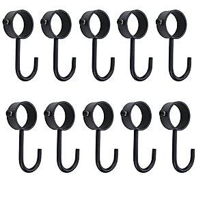 Rannb Pipe Rod Hooks Fit 1" Dia Rod Closet Rod Hooks Black Tube Rod Hooks for Wardrobe - 10pcs