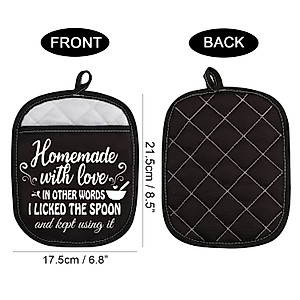 Novelty Pot Holder for Cooking Baking Homemade with Lover in Other Words I Licked The Spoon and Kept Using It (Kept Using it)