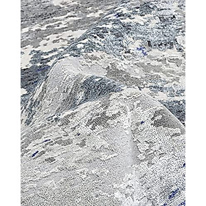 One of a Kind Hand Knotted Hand Made Wool Contemporary Contemporary Gray 8 x 10 Area Rug