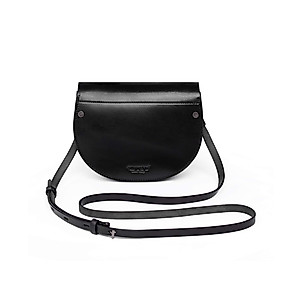 OLD TREND Genuine Leather Bay Clam Crossbody Bag (Black)