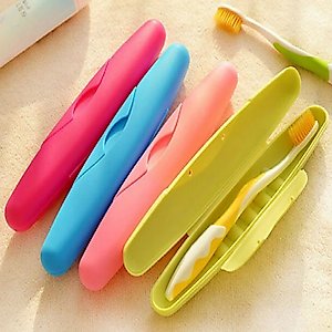 AKOAK Creative Toothbrush Holder Bathroom Accessories Toothbrush Case Holder Camping Portable Cover Travel Hiking Box for Daily and Travel Use (Blue + Green + Pink + Rose Red)
