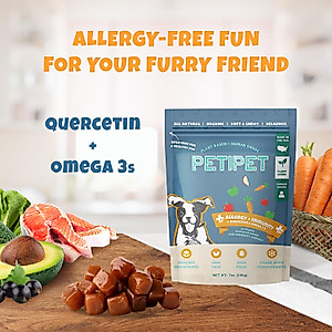 Petipet Dog Allergy Relief Chews - Quercetin + Omega 3 - Natural Antihistamine for Itching, Paw Licking, Seasonal and Grass Allergies - for Itchy Skin, Hot Spots, Immune Support