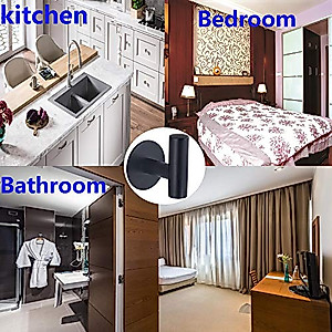 Towel Hooks，Bathroom Hook SUS 304 Stainless Steel Heavy Duty Wall Hooks for Bathroom,Robe Hook Hanging Hooks Wall Mounted, Black Matte Towel Hooks (2 Pack)