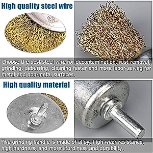 Mixiflor 18 Pack Wire End Brush Set, Wire Brush for Drill ,6 Sizes 0.012" Brass Coated Crimped Wire Wheel for Drill 1/4 Inch Shank, for Drill Attachment
