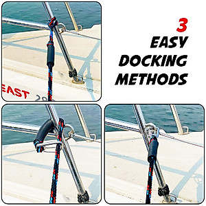 4 Feet Bungee Boat Dock Line Mooring Rope with Stainless Steel Clip Accessories Boat Docking Ropes for Boats PWC, Built in Snubber,Kayak, Watercraft,SeaDoo,Jet Ski, Pontoon,Canoe,Power Boat 2-Pack