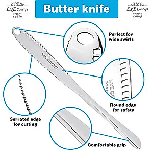 Butter Mold and Stainless Steel Spreader - Silicone Butter Tray Container with Lid 4 Stick Forms for Making Herb Butter Candles Baking Cookies-Round and Serrated Edges Slicer-Smart Kitchen Gadget