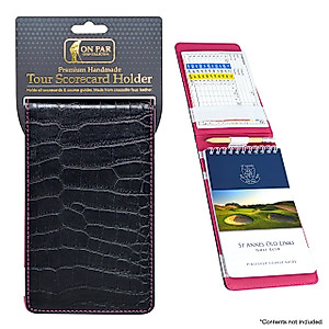 On Par Premium Crocodile Golf Scorecard Holder - Black/Pink