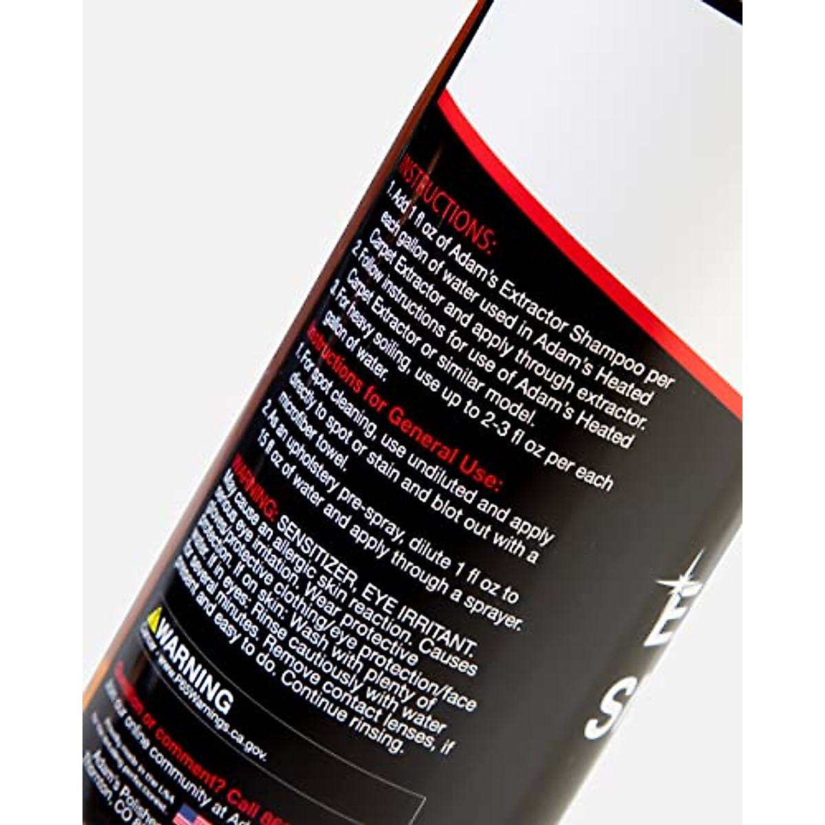 Adam's Carpet Extractor Shampoo (16oz) - Best Vehicle Carpet Detailing Shampoo, Safe Car Flooring Wash For Heated Carpet Extractor, Powerful Auto Floor Cleaning Soap - Low Foam, Citrus Scent