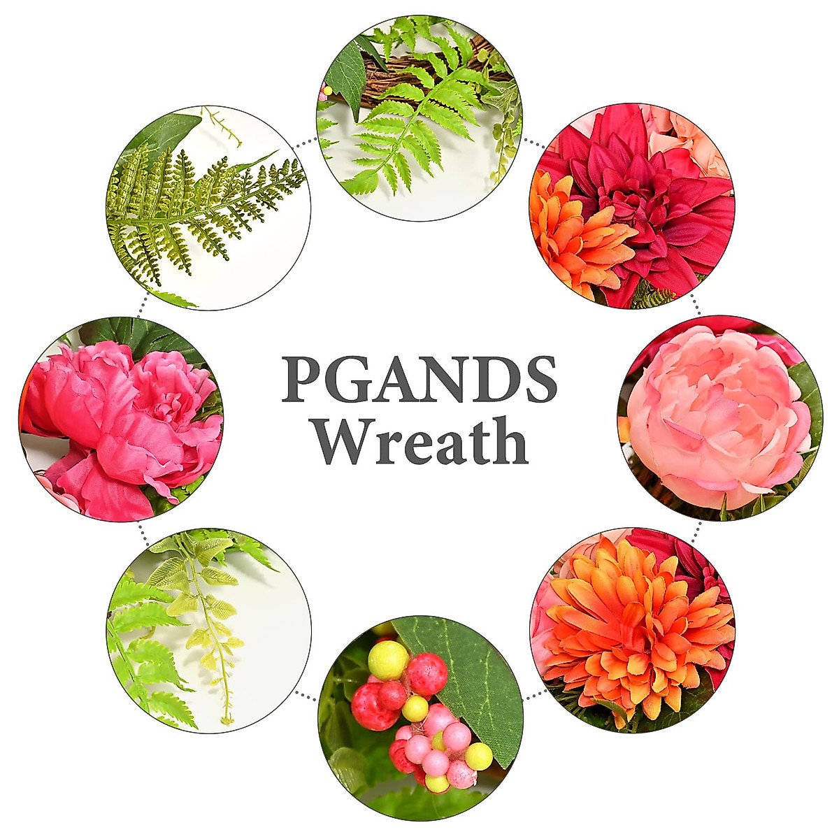 20 Inch Spring Wreath for Front Door Handmade Artificial Flowers Wreath Spring Garland for Front Door Garden Home Decor