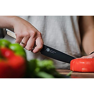Everdure German Steel Professional Utility Knife, 6 Inch Knife with Titanium Coated Blade and Pakka Wood Handle, Perfect Kitchen Knife for Slicing Sandwiches, Cheese, Vegetables, and More