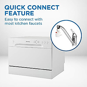 Danby DDW621WDB Countertop Dishwasher with 6 Place Settings, 6 Wash Cycles and Silverware Basket, Energy Star-Rated with Low Water Consumption and Quiet Operation