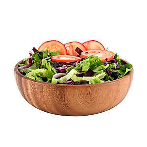 Acacia Wooden Salad Bowls 9.5 inches , Fruit Salad Vegetables Bowls, Wooden Serving Bowl (Single Bowl)
