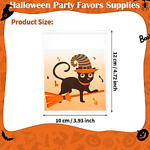 GOMANCHE 200pcs Halloween Treat Bags - Self-Adhesive Clear Cookie Bags Halloween Cellophane Candy Bags for Kids' Candy Party Favors, Snacks & Gifts, 6 Assorted Styles
