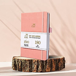 A5 OWL Dot Gird Journal Dotted Notebook By BUKE - 160 Pages, Size 5.7X8.2 Inch, 180 GSM Ultra Thick Bamboo Paper, Drawing Sketchbook(PINK)