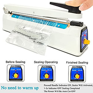 Impulse Heat Sealer 16 inch Mylar Bag Sealer, Heat Sealer for Plastic Bags, Metal Iron Shell, Impulse Sealer 3mm Sealing, Manual Hot Seal Machine with 8 Free Repair Kits(Included 4 Cutter Lines)