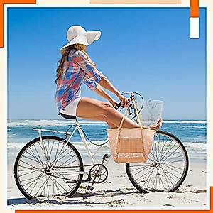 Mesh Beach Tote Bohemian Summer Shoulder Handbag and Zipper Wristlet Woven Straw Clutch Bag Beach Straw Purse for Women Girls