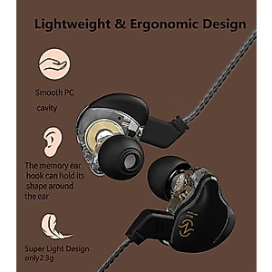 YINYOO in Ear Monitor Headphones CCZ Coffee-Bean IEM HiFi in-Ear Earbuds Earphone with 1DD, Immersive Bass Sound for Singers, Musicians, Stage, Drummers for Church Gym Running(Without mic, Black)