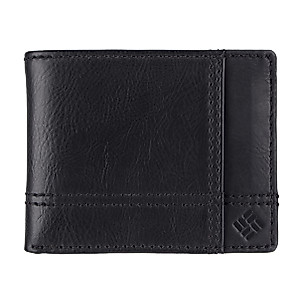Columbia Men's Leather Traveler Wallet, Black, One Size