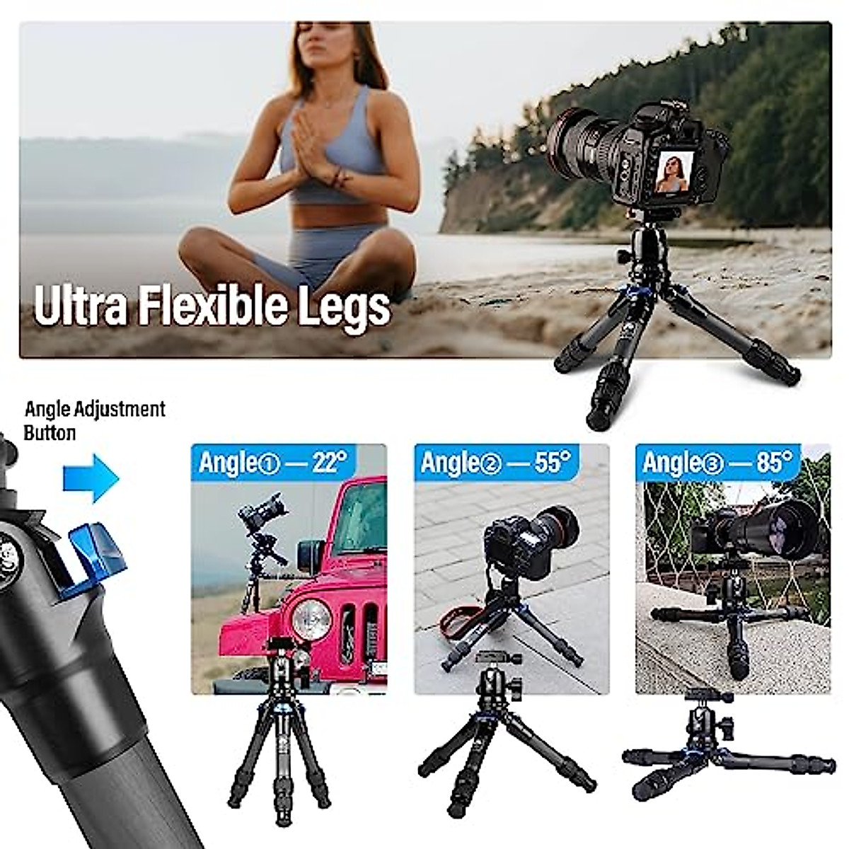 SIRUI Carbon Fiber Travel Tripod with 360° B-00K Arca-Swiss Ballhead, Mini Desktop Tripod for Mirrorless Cameras, Folded Height 12.1", Max Height 16.6″