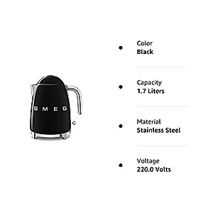 Smeg Black Stainless Steel 50's Retro Electric Kettle