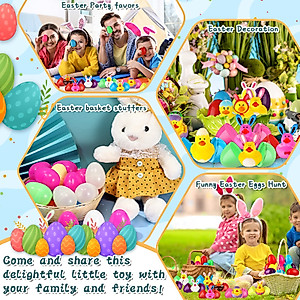 28 Sets Easter Eggs Filled with Rubber Duck, Plastic Egg Prefilled with Assorted Rubber Duck Multicolor Bunny Small Duck for Bathtub Toys, Easter Basket Stuffers and Party Favors, Class Prizes, 56 Pcs