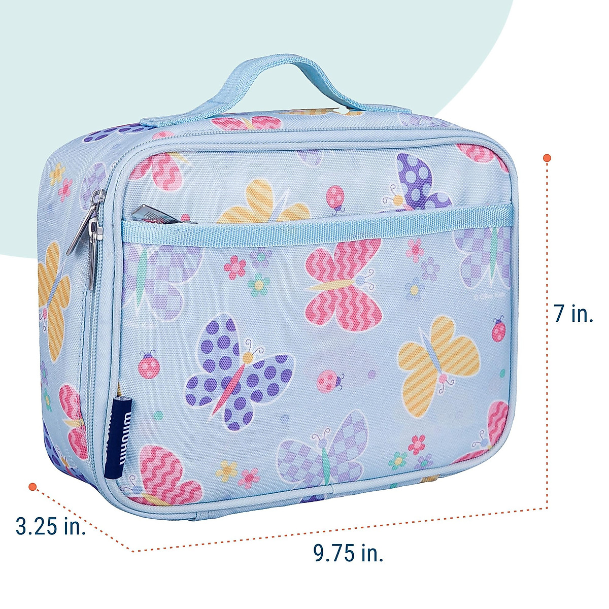 Wildkin Kids Insulated Lunch Box – Durable and Reusable for School & Travel - Butterfly Garden