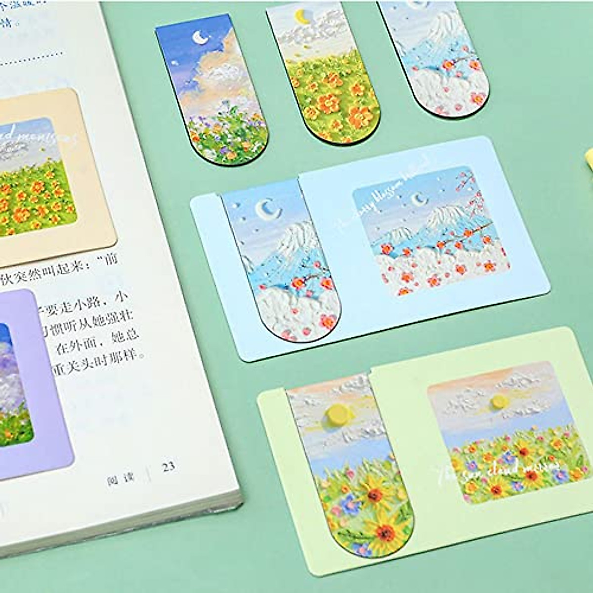 1PC Magnetic Bookmarks for Books, 2 Sides Printed Magnet Page Markers Magnetic Page Clips Small Bookmark for Book Lovers Tudents, Teachers(A)