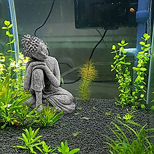 Together-life Buddha Fish Aquarium Decoration, Meditating Buddha Fish Tank Decor Sitting Sandstone Buddha Statue Buddhist Meditation Ornament Decor for Fish Tank Aquarium Home Garden Decor