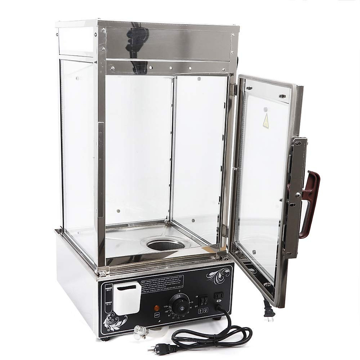 TECHTONGDA 110V Commercial Bun Steamer 5-Layer Food Warmer Display, Food Steamer Bun Warmer Machine, 30-110℃ Temperature Control, Bread Bun Heating Cabinet, Hot Dog Steamer and Bun Warmer