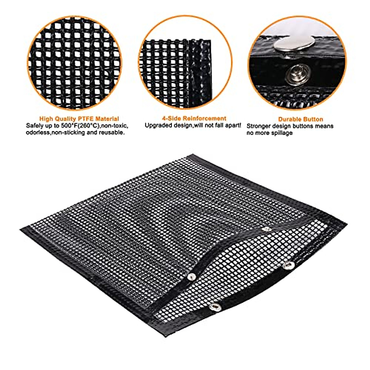 BBQ Mesh Grill Bags for Outdoor Grill Reusable, 3 Pack Non-Stick Barbecue Bags for Charcoal Gas Electric Grills Smokers BBQ Veggie Grill Bags for Cooking Vegetables Grilling Bag Pouches Heat-Resistant