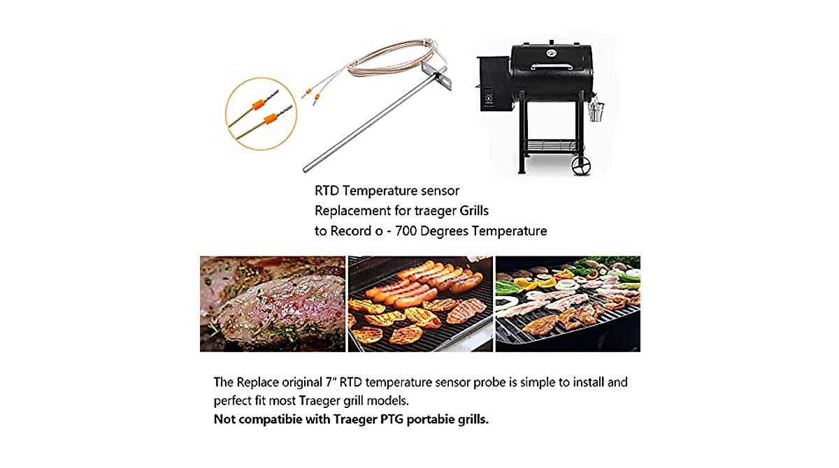 Foedo 7-Inch RTD Temperature Probe for Traeger & Pit Boss Grills