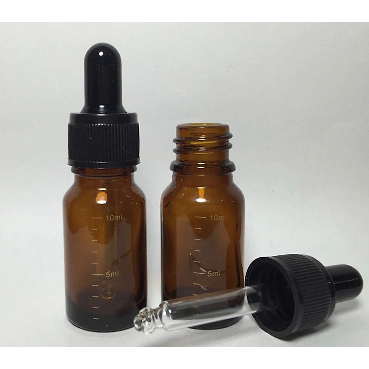 erioctry 6PCS 10ml 0.34oz Empty Refillable Amber Graduated Glass Essential Oil Bottle Vial Container with Glass Pipette Dropper