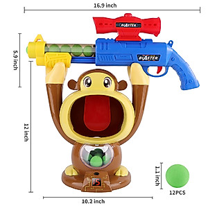 FiGoal Hungry Feeding Game Toy Guns for Boys/Girls, Shooting Games with Electronic Target, Party Cool Toys with LCD Score Record, Sound, 12 Soft Foam Balls, for Kids Age 3-10 Gifts for Valentine's Day