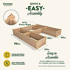 Greenes Fence Premium Cedar Raised Garden Bed, 8' x 8' x 16.5" U-Shaped Bed - Made in USA with North American Cedar