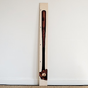 Headwaters Studio Hanging Growth Chart - Baby Height Growth Chart Ruler, Baby Growth Chart, Wood Rulers, Wooden Ruler Growth Chart, Wood Growth Chart, Wall Mounted Height Ruler Baseball Bat, 58"x5.75"