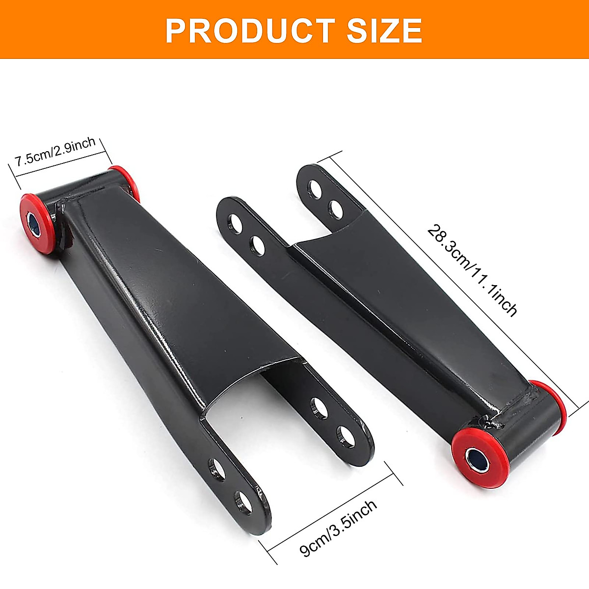 3" Suspension Rear Drop Shackle Kit Fits For 2001-2010 Chevrolet Silverado GMC Sierra 1500HD 2500HD 3500HD Replaces Lowering Shackles 410730