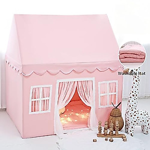 Sherilyn Large Fairy Tale Castle Play Tent with Mat, Indoor/Outdoor, Pink, 47" L x 40" W x 52" H, Up to 4 Kids, Toddler to Kid, Girls