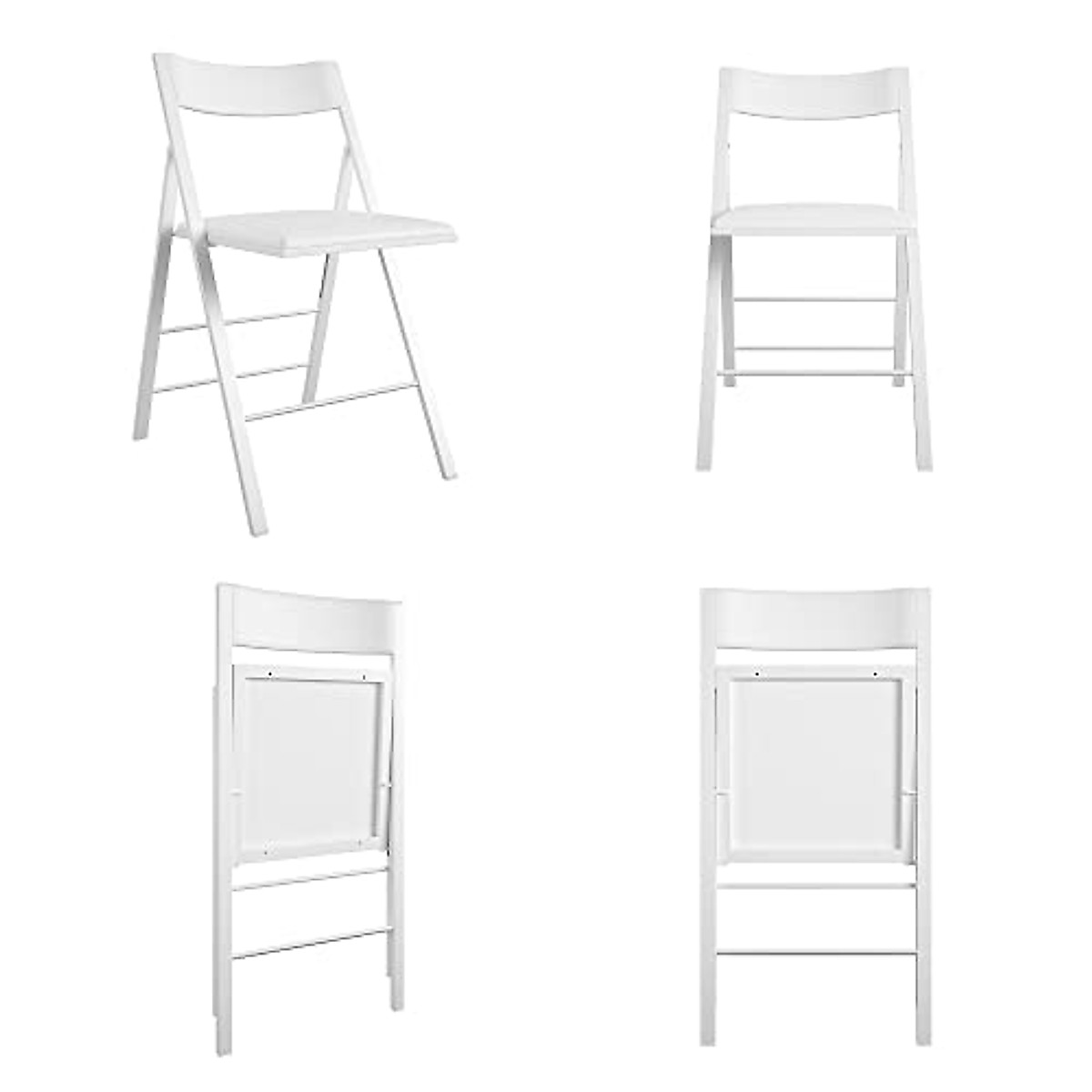CoscoProducts COSCO Modern Slim Line Vinyl Padded Folding Chair, White