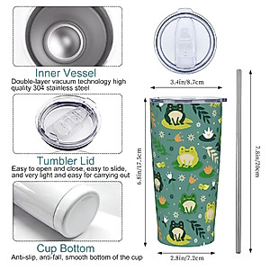 Frog Tumbler with Lid and Straw, 20 Oz Stainless Cup Steel Insulated Water Bottle Travel Coffee Mug