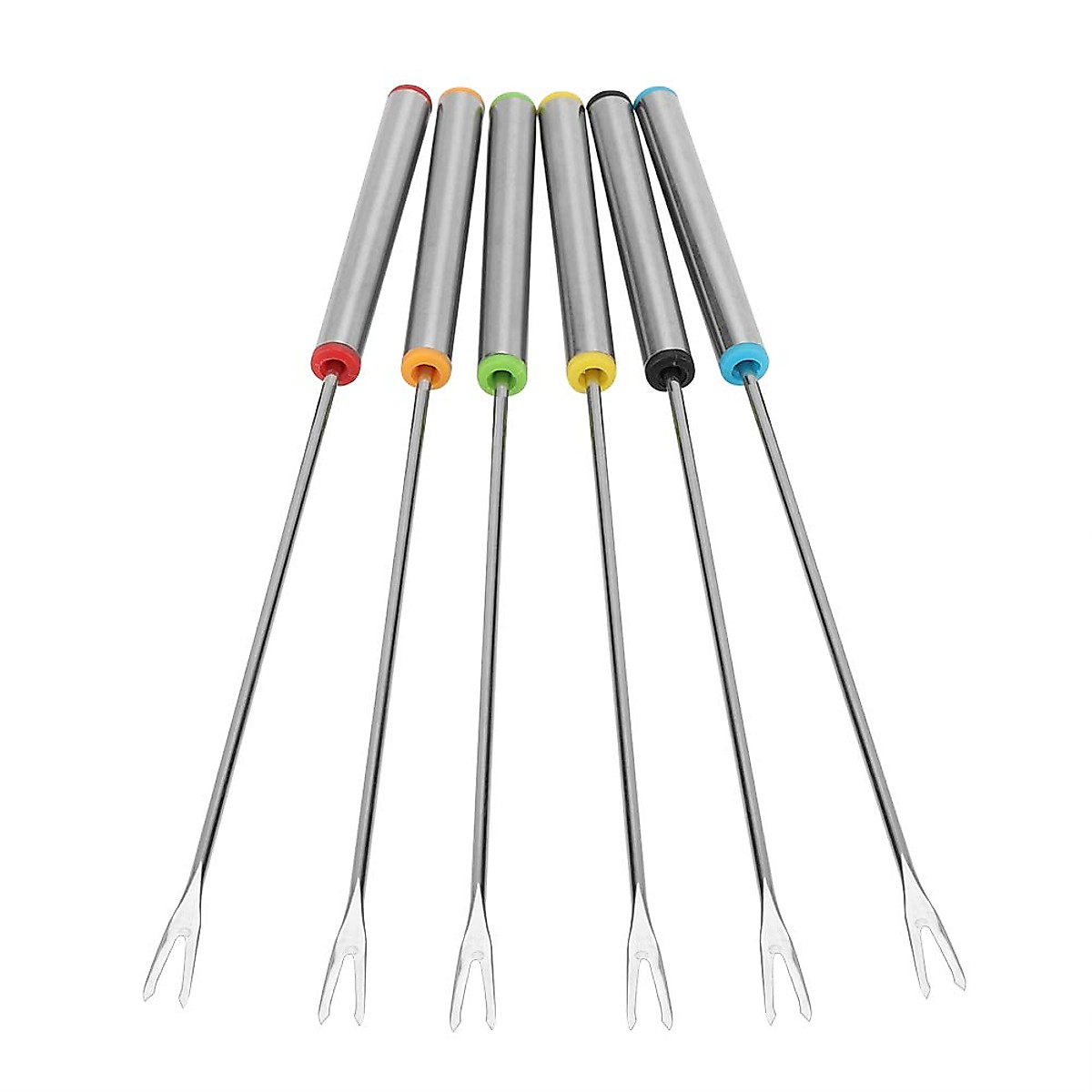 6Pcs Stainless Steel Forks Dessert Server Skewer Fondue Pot Forks Kitchen Tool Tableware Perfect for Cheese Meat Chocolate Dessert