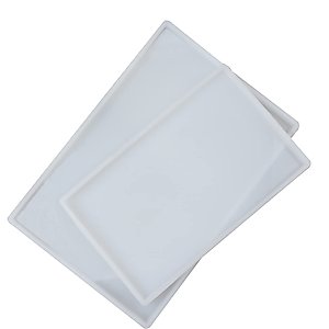 Woohome Large Silicone Resin Tray Mold, 7.8×11.8 inch/ 5.9×9.8inch Rectangle Plate Epoxy Resin Casting Mold for DIY Faux Agate Tray, Serving Board, Coaster, Home Decor