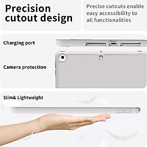 Aoub Case for iPad 9th/8th/7th Generation 10.2 inch, Auto Sleep/Wake Slim Lightweight Trifold Stand Smart Cover, Soft TPU Back Case with Pencil Holder for iPad 10.2 2021/2020/2019, Grey