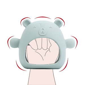 PandaEar Silicone Baby Teething Toys| Baby Hand Teether Mitten for Sucking Needs| Baby Chew Toys Hand Pacifier for Soothing Teething Pain Relief (Brown Green)