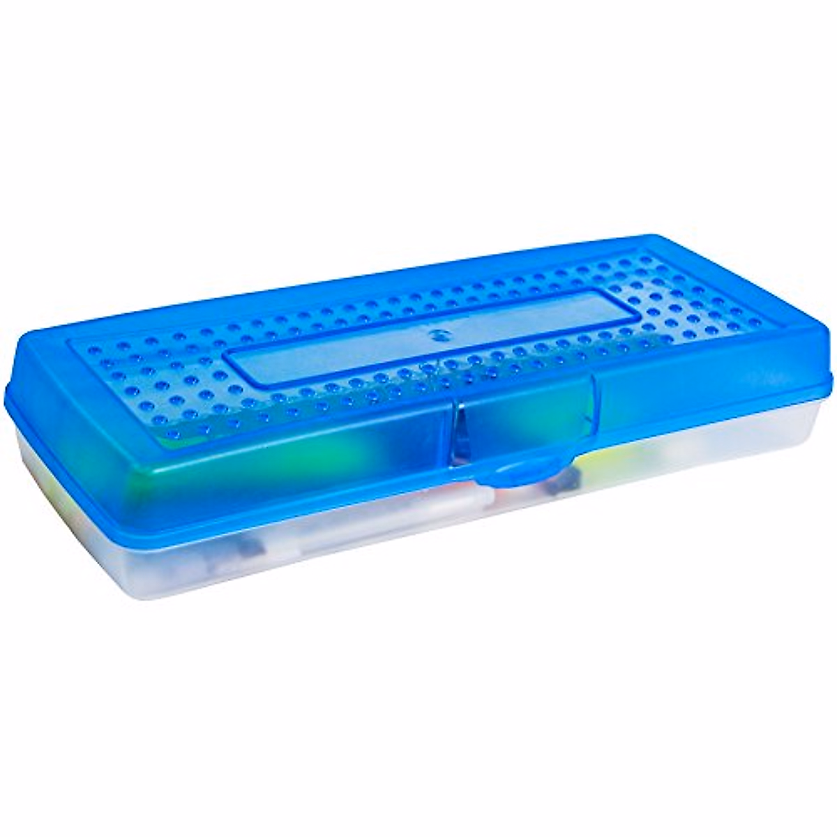 Storex Stretch Pencil Box, 5.6 x 13.4 x 2.52 Inches, Blue, Case of 12 (61467U12C)