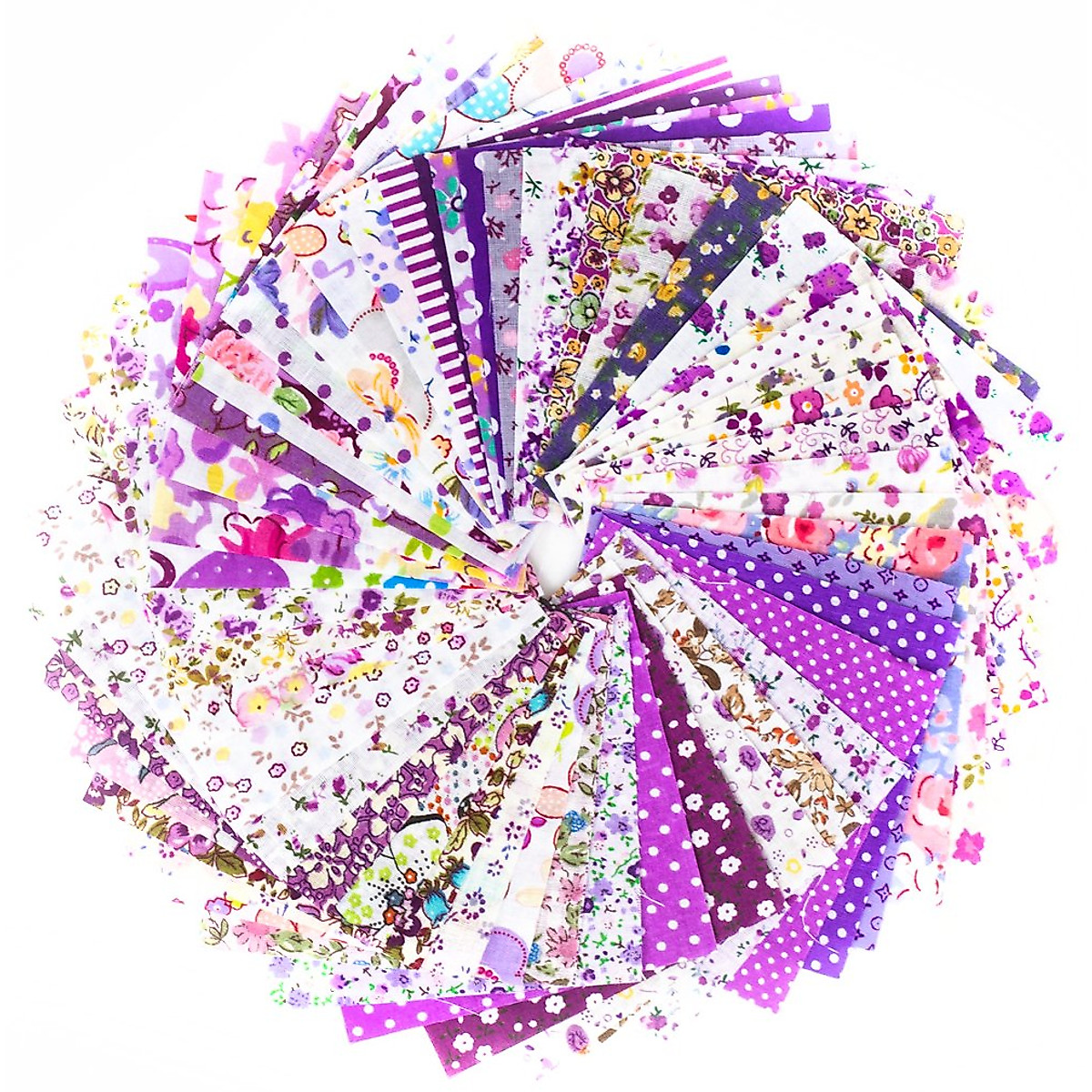 RayLineDo 50pcs 1010cm Different Pattern Patchwork Fabric Craft Printed Cotton Material Mixed Squares Bundle Quilting Scrapbooking Sewing Artcraft DIY Fabric Purple Series