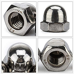 Elantek #6-32#8-32#10-24 1/4-20 5/16-18 3/8-16 SAE 304-Stainless Steel Acorn Dome Cap Head Hex Nuts Assortment Kit