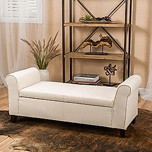 Christopher Knight Home Danbury Armed Fabric Storage Bench, Beige